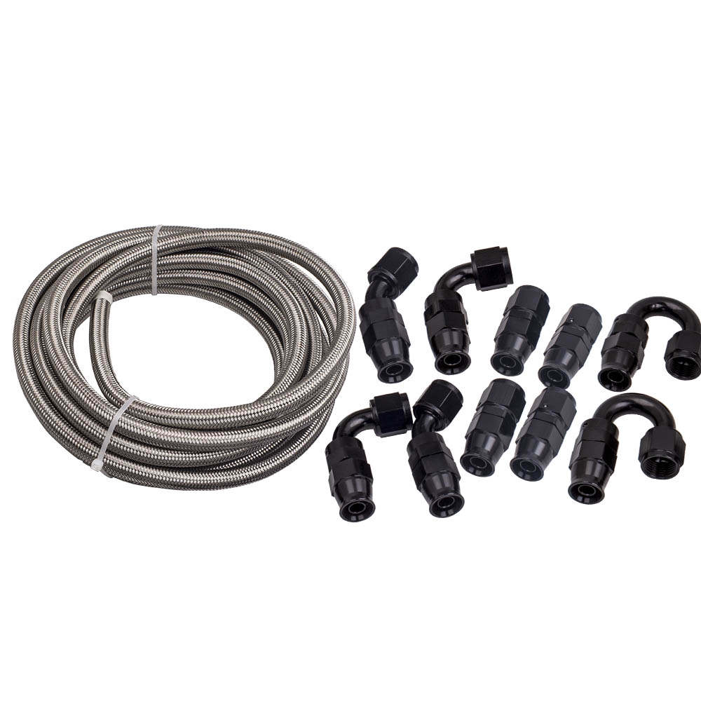 -8 AN8 Stainless Steel Braided Fuel Hose Line 20ft Fitting E85 ...